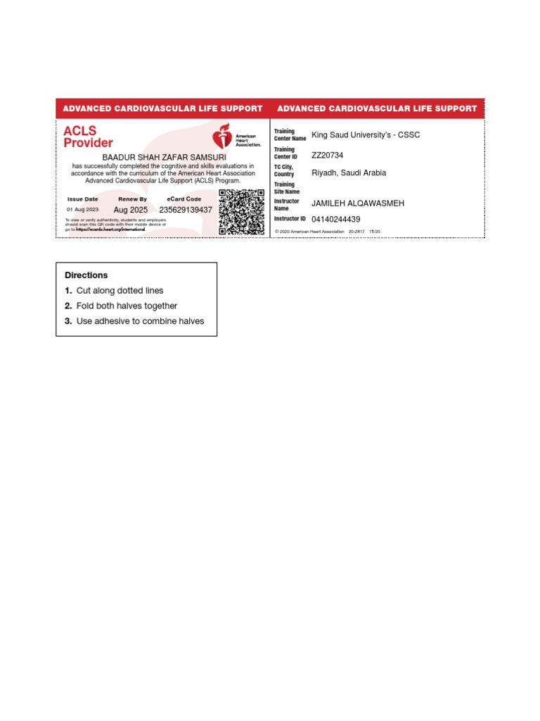 ACLS Certification - Riyadh, 2023 | PDF
