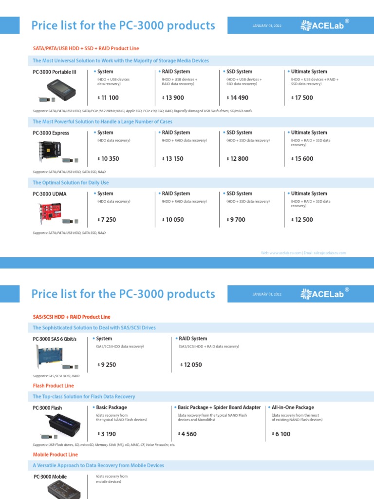 PC-3000 Tools - Price List - USD - 2022 | PDF | Solid State Drive ...