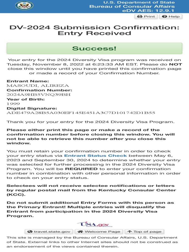 Electronic Diversity Visa Program | PDF