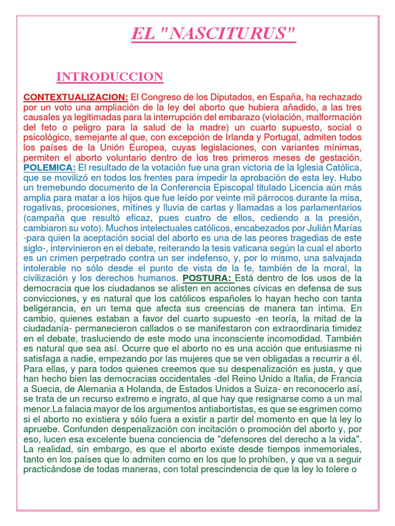El Nasciturus | PDF | Control de la natalidad | Aborto