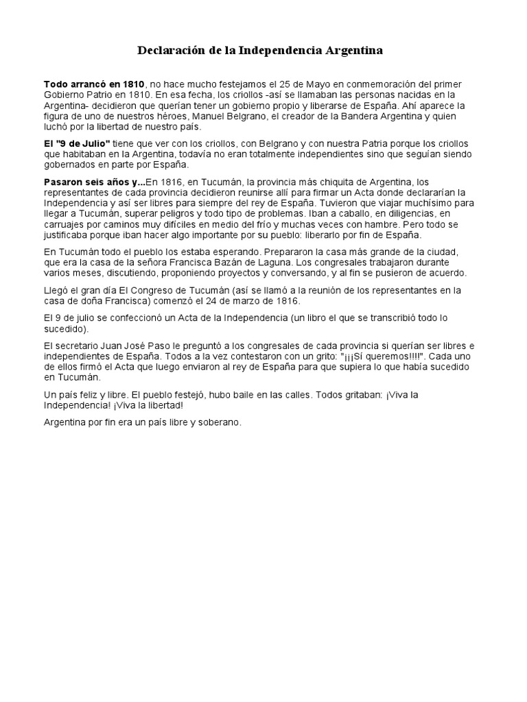 Declaración de La Independencia Argentina | PDF