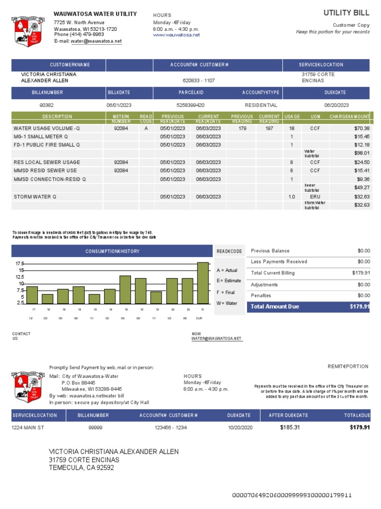 Utility Bill Template 13 | Download Free PDF | Water | Water And Politics