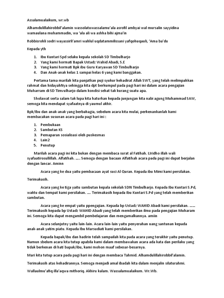 Teks MC Pengajian Muharram | PDF