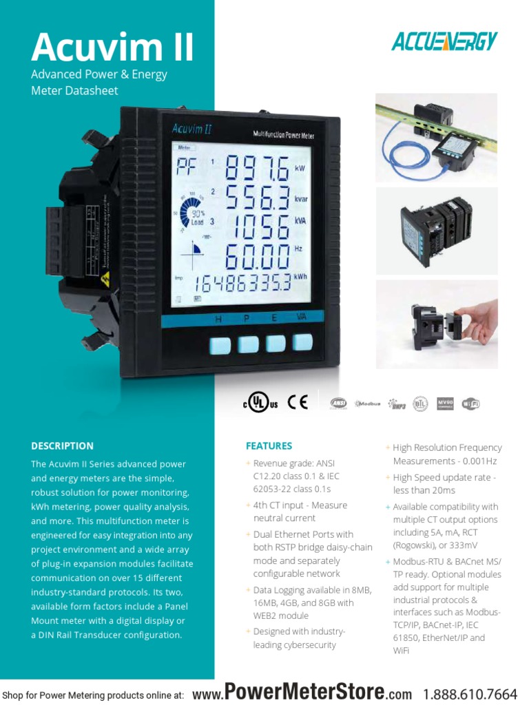 Acuvim Iir D 5a p1 Datasheet | PDF | Ac Power | Electrical Engineering