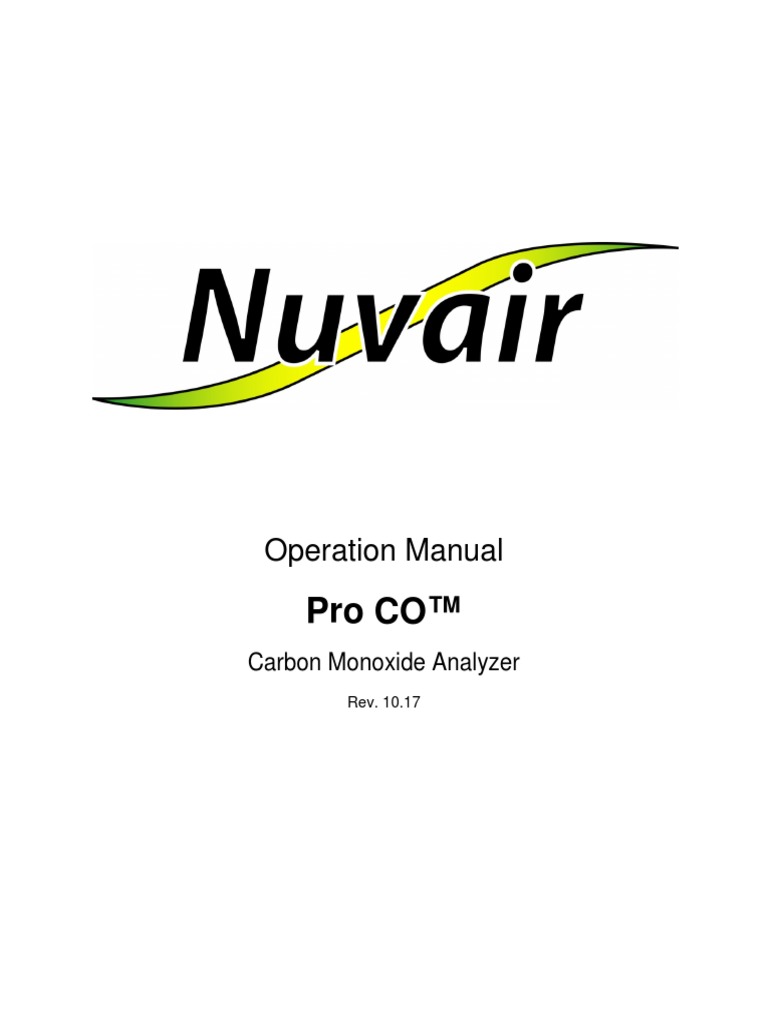 Manual Nuvair Pro - CO - Manual - Rev - 10 17 | PDF | Carbon Dioxide ...