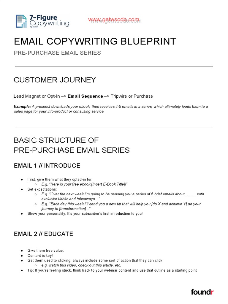 7 Figure Copywriting - Email Copywriting Blueprint Template | PDF ...