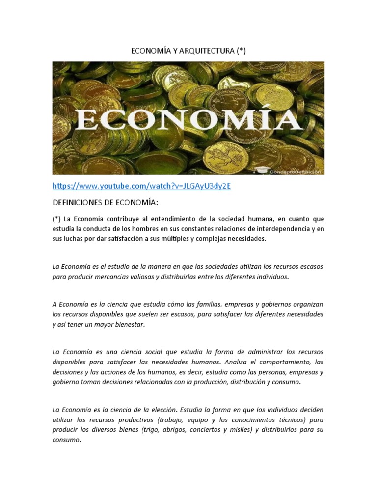 Economía Lectura 1 | PDF | Ciencias económicas | Bienes