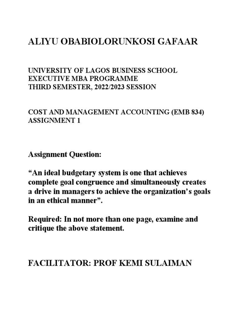 EMB 834 Assignment 1 | PDF | Goal | Evaluation