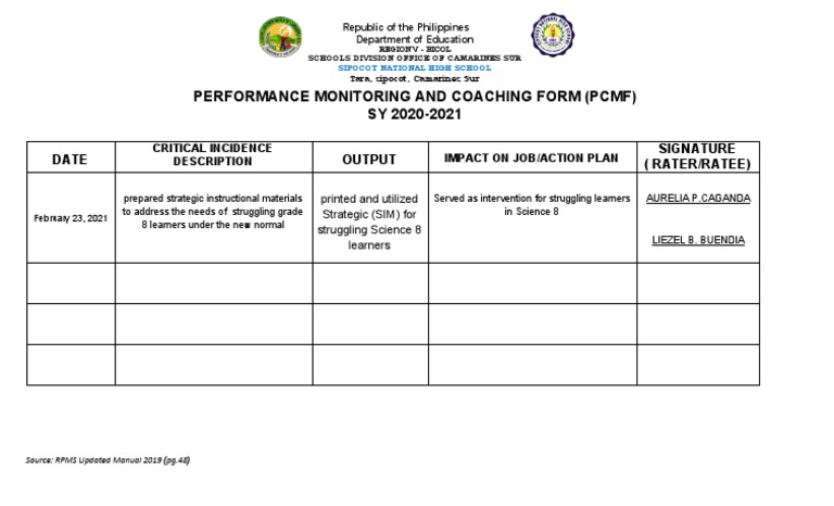 Performance-Monitoring-and-Coaching-Form-PCMF | PDF
