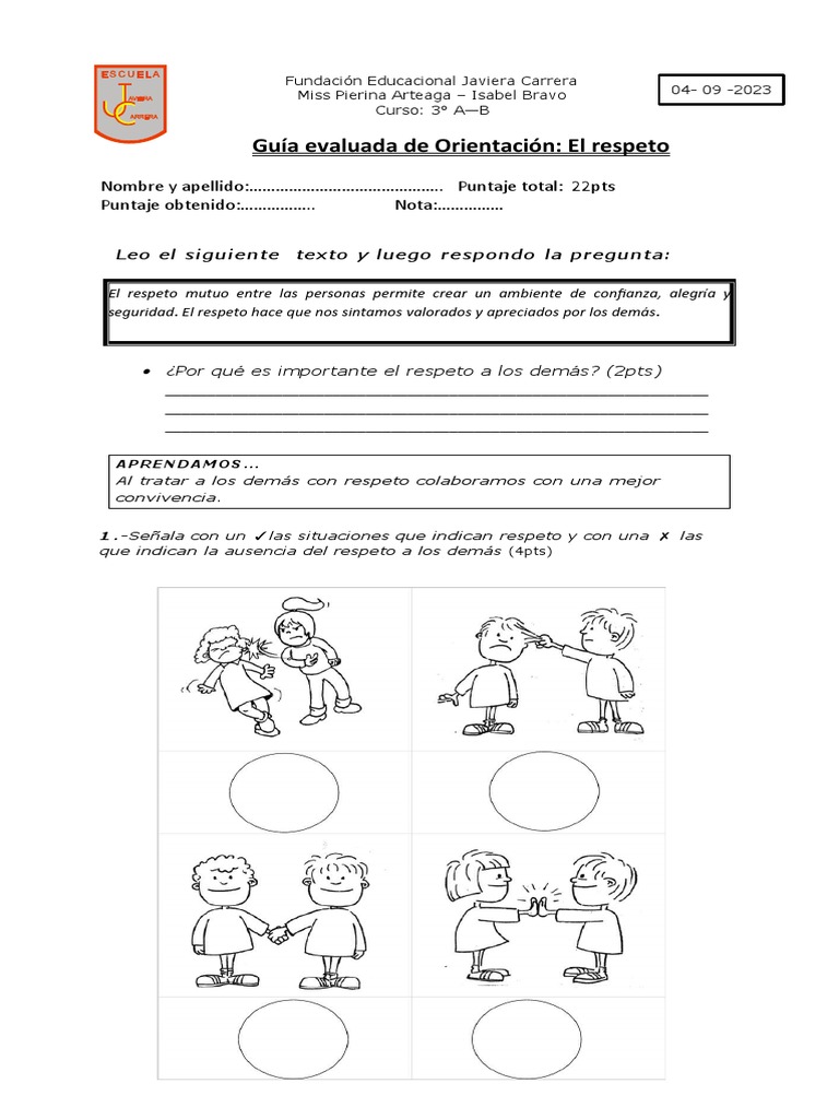 Evaluación El Respeto 2 | PDF