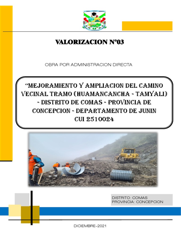 Carátula de Valorización de Obra 03 | PDF