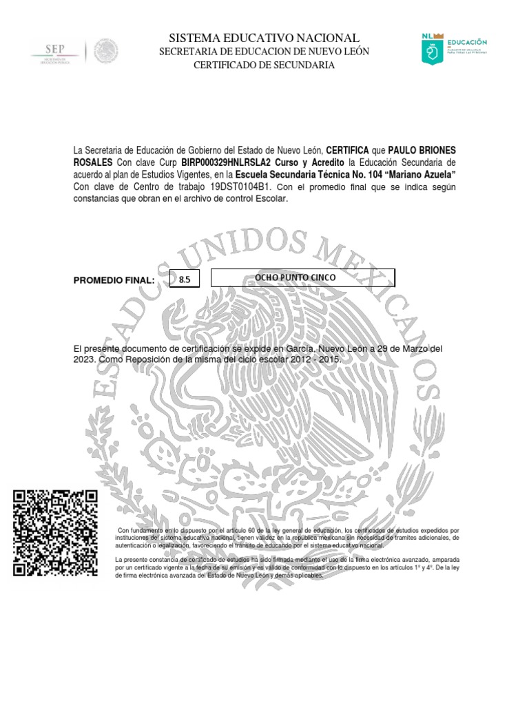 Certificado De Equivalencia De Escuela Secundaria Escuela Secundaria