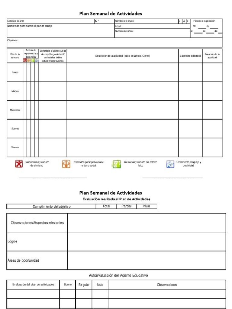 Formato Plan Semanal de Actividades | PDF