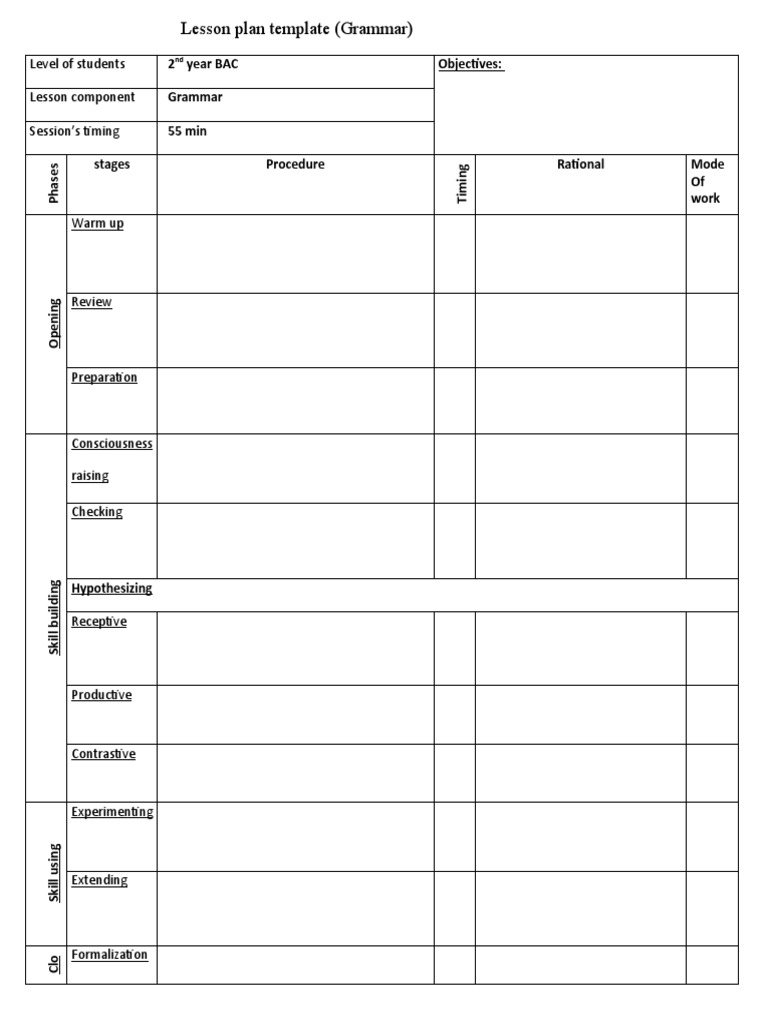 OHE LESSON PALN TEMPLATE | PDF