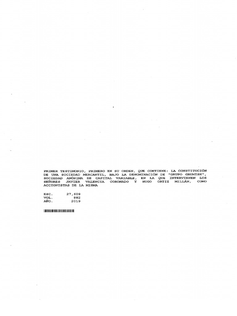 Acta Constitutiva Grupo Grumish | PDF