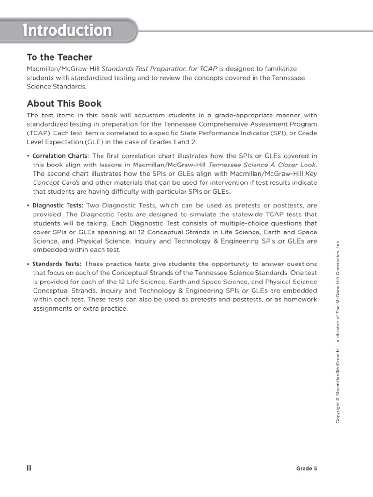 TN Science A Closer Look Grade 5 - Test Prep Workbook | PDF