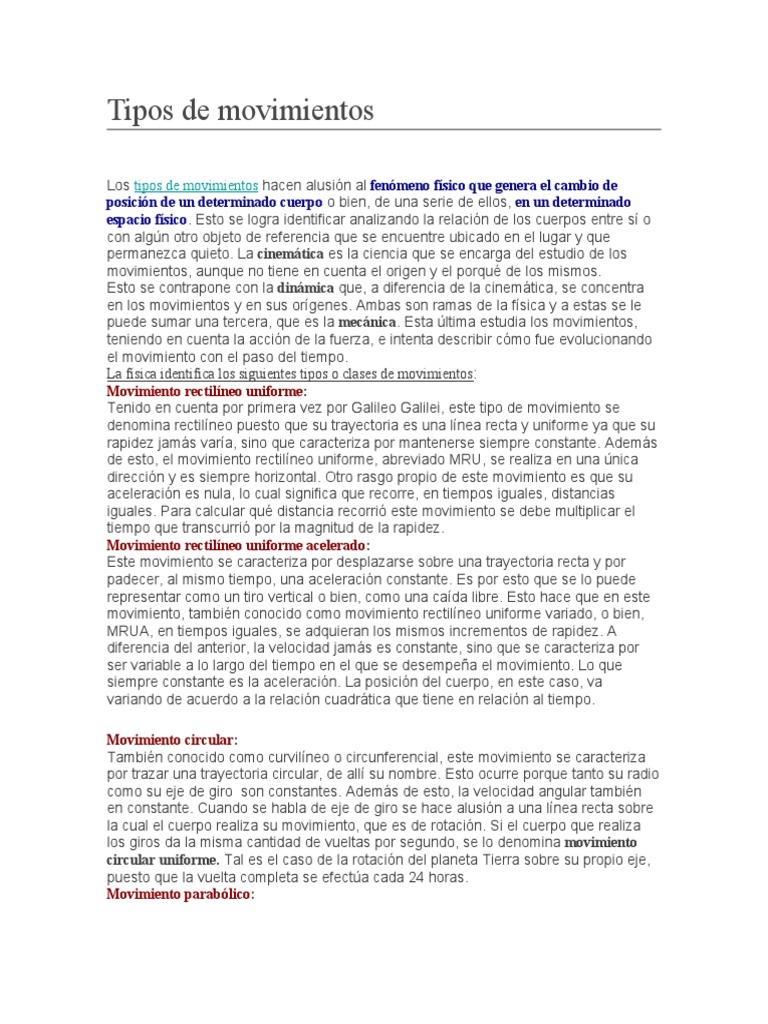 Tipos de Movimientos-1 | PDF | Cinemática | Aceleración