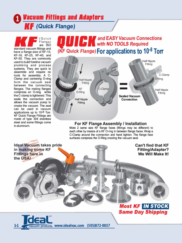 KF Flange Vacuum Fitting Guide | PDF | Mechanical Engineering | Materials