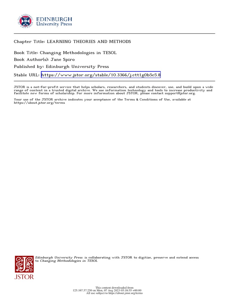 Spiro-LEARNINGTHEORIESMETHODS-2013 | PDF | Learning | Second Language