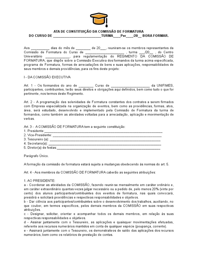 Ata de Constituicao Da Comissao de Formatura Bora Formar | PDF | Governo