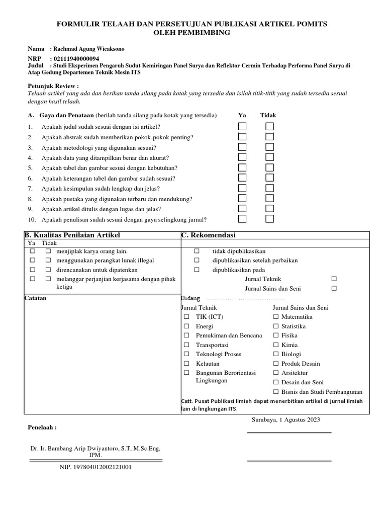 Form Telaah POMITS - 3 - Bayu Aditya | PDF