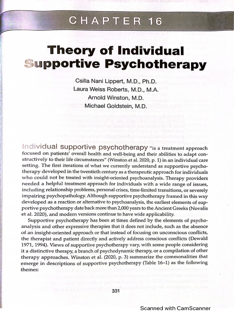 Theory of Individual Supportive Therapy | PDF