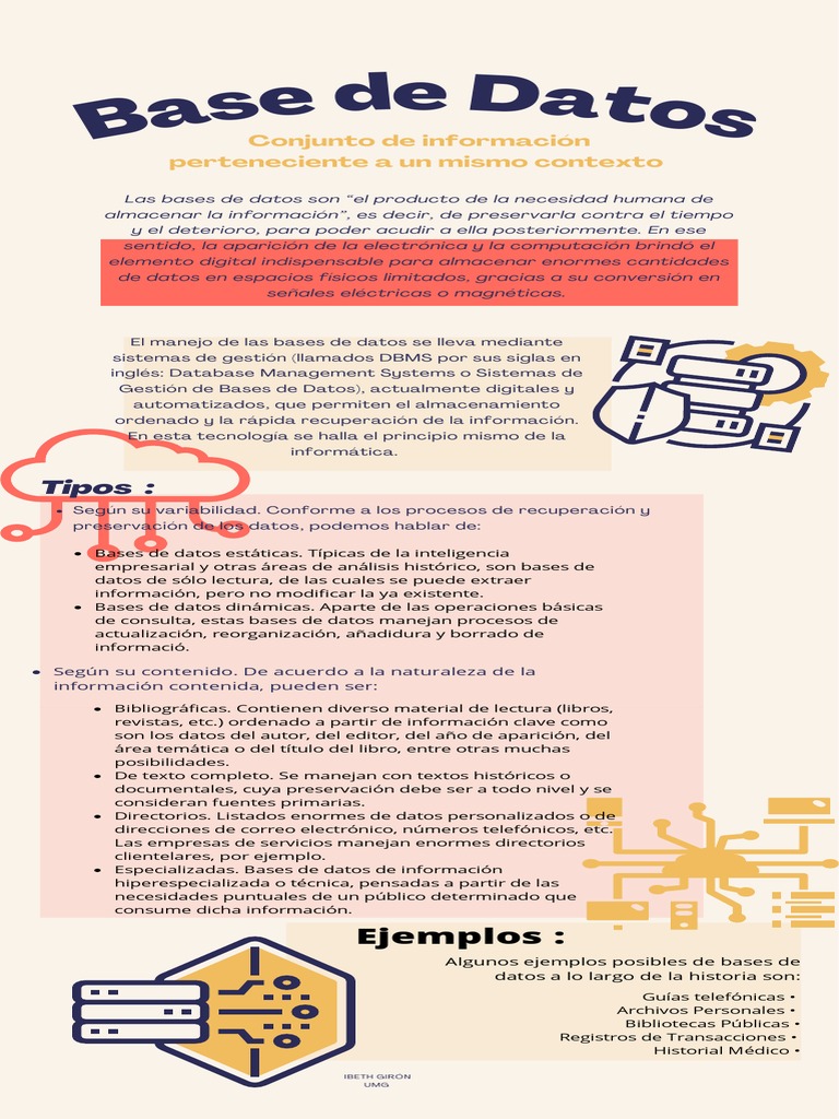 Infografía Base de Datos | PDF | Bases de datos | Gestión de datos