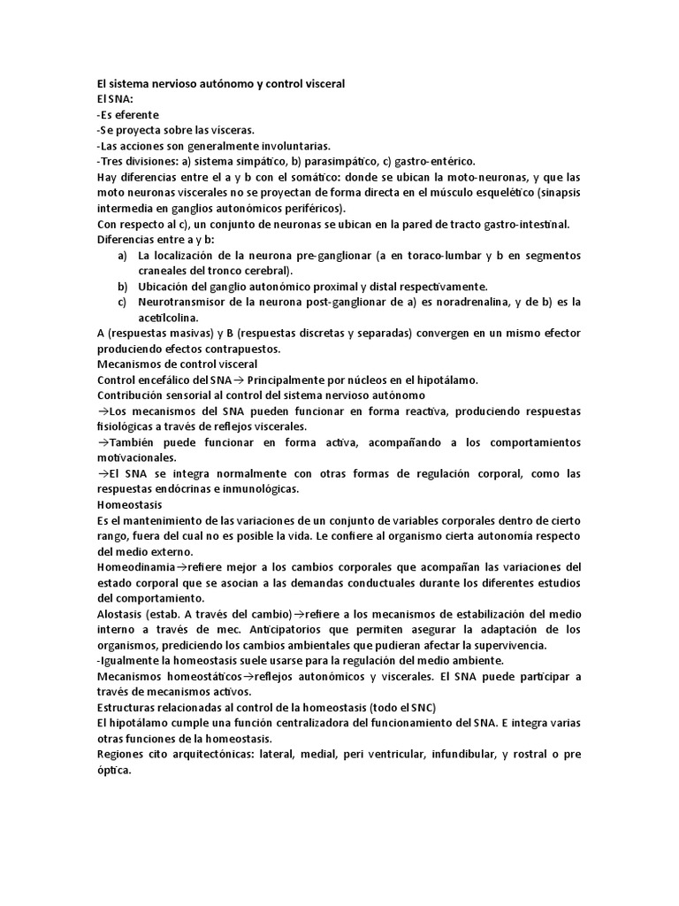 El Sistema Nervioso Autónomo y Control Visceral | Descargar gratis PDF ...