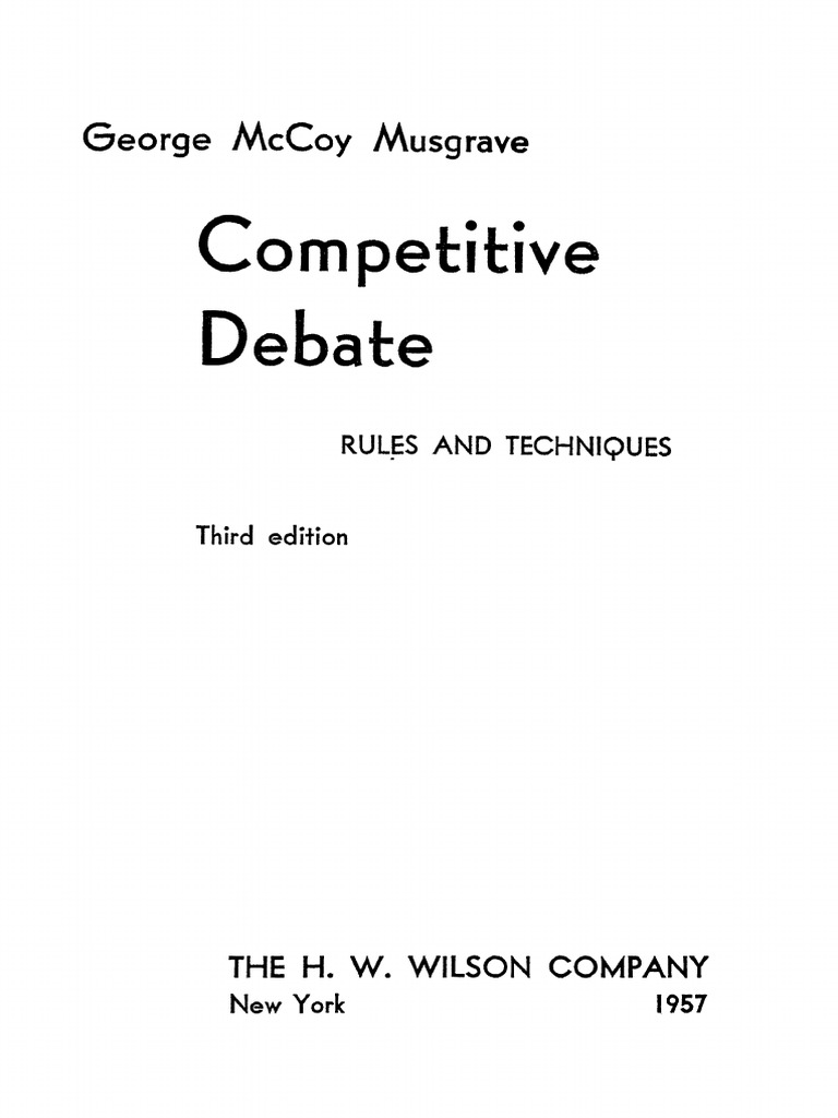 Competitive Debate Rules Amp Techniques | PDF