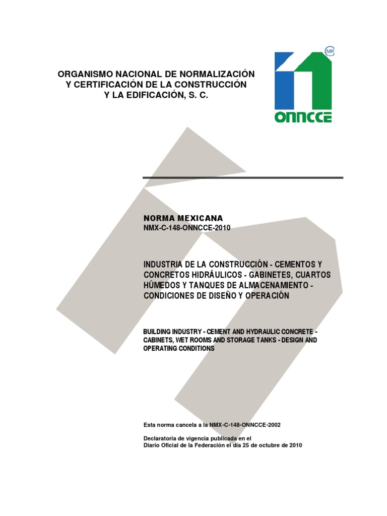 NMX C 148 Onncce 2010 Unlocked | PDF | Fusiones y adquisiciones | Cemento