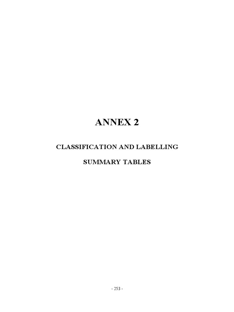 4 Classification and Labelling Summary Tables | PDF | Dangerous Goods ...