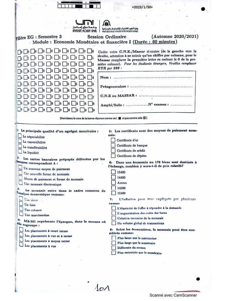 Examens 2020 2021 | PDF