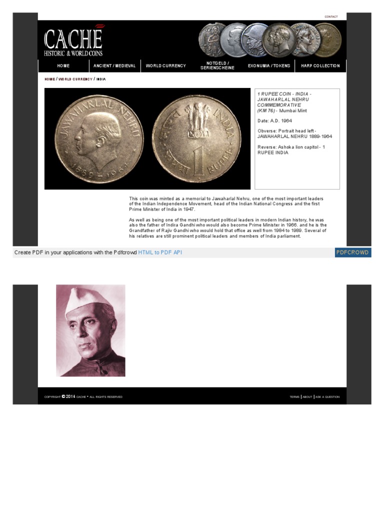 Jawaharlal Nehru One-Rupee | PDF | Foreign Exchange Market | Coins