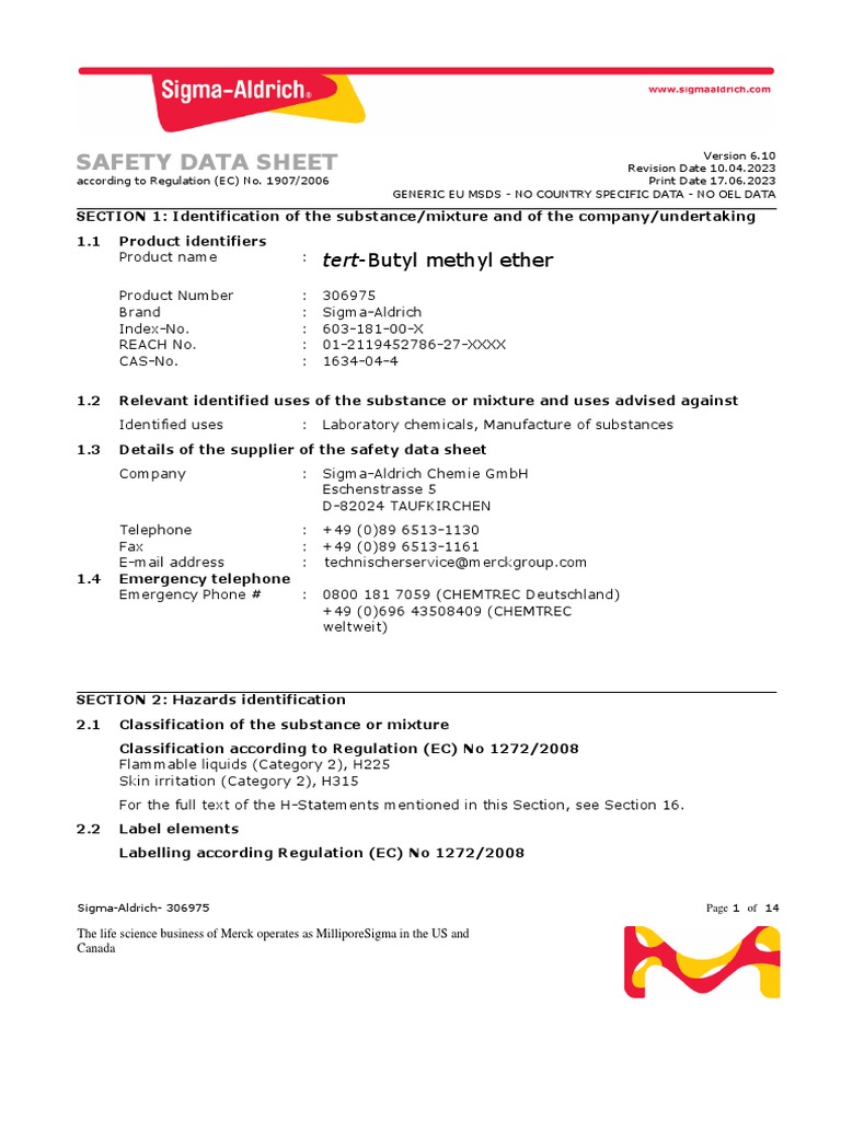 MSDS Tmbe | PDF | Dangerous Goods | Occupational Safety And Health