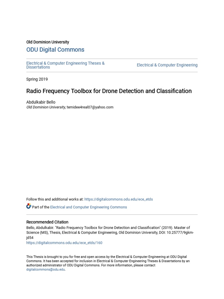 Radio Frequency Toolbox For Drone Detection and Classification | PDF ...