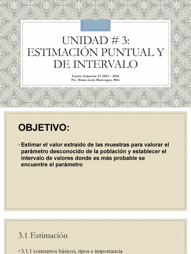 Estimación Puntual e Intervalos de Confianza | PDF | Estimador | Muestreo (Estadísticas)