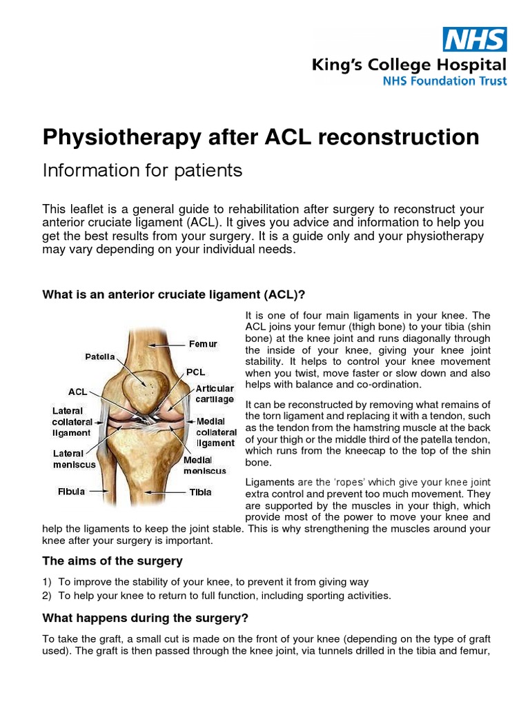 PL 823.1 Physiotherapy After Acl Reconstruction | PDF | Knee ...