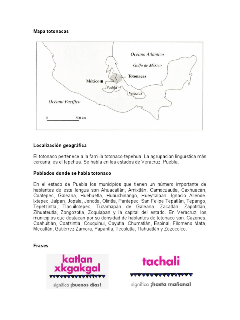 Mapa y Preservación del Idioma Totonaco | PDF | Ciencias sociales ...