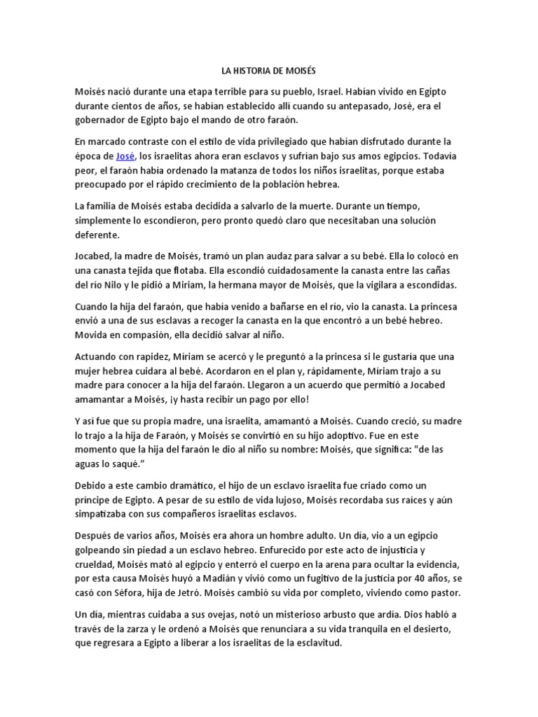 La Historia de Moisés | PDF | Moisés | Gente de la Torá