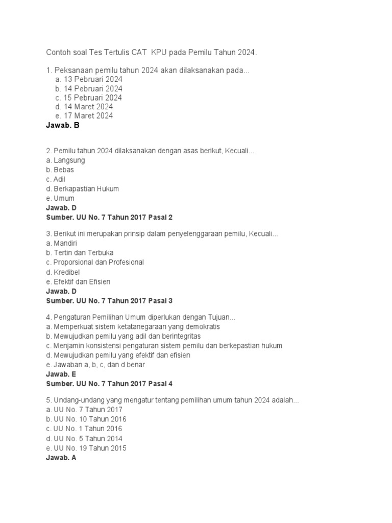 Contoh Soal Tes Tertulis CAT | PDF | Ilmu Sosial | Hukum