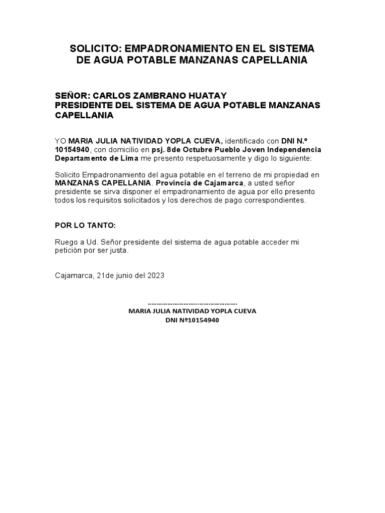 Solicitud Jass | PDF