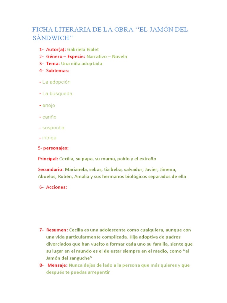 Ficha Literaria de La Obra Terminada | PDF