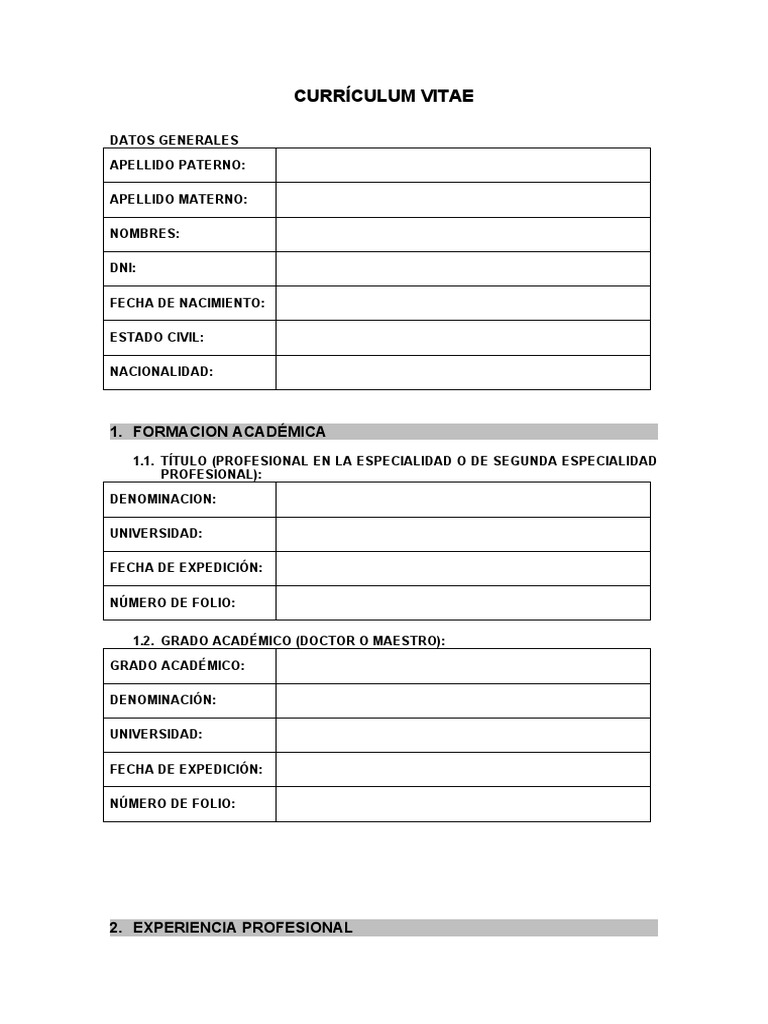 Formato de Currículum Vitae | PDF | Etapas educativas | Academia