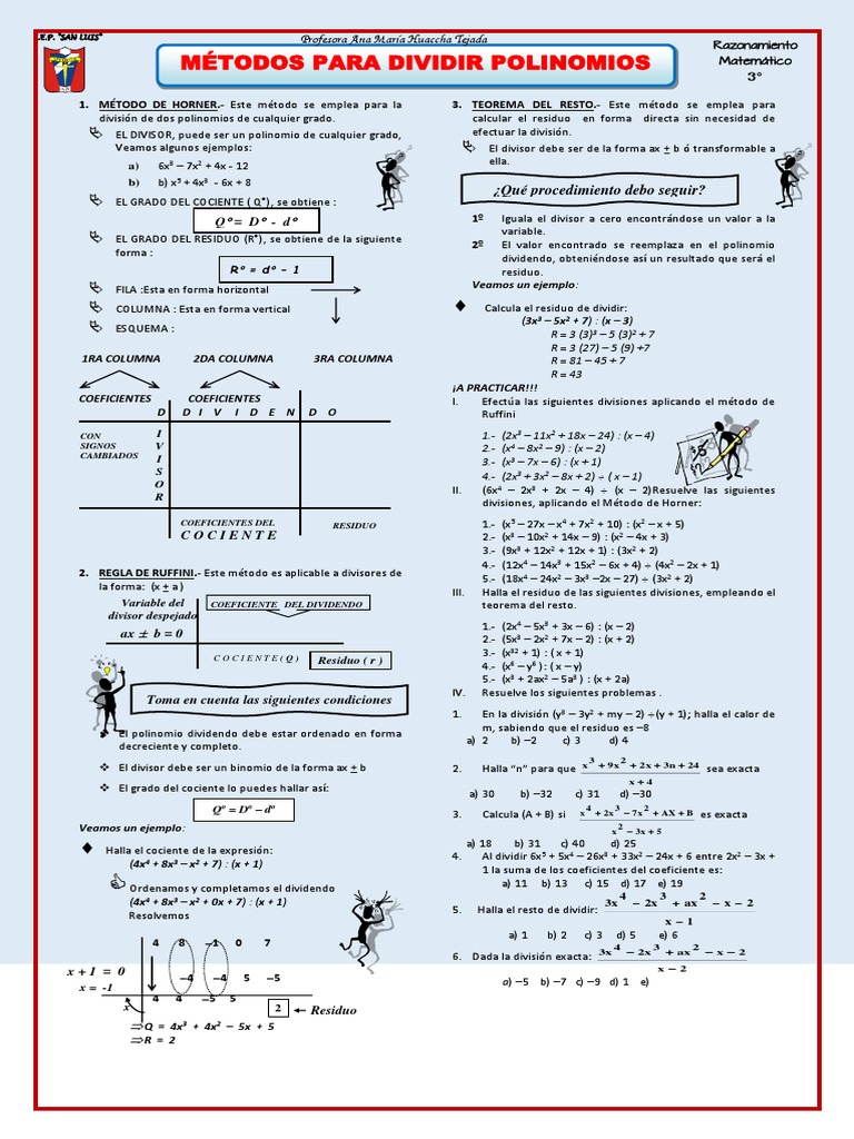 Método de Horner | PDF | División (Matemáticas) | Matemáticas Aplicadas