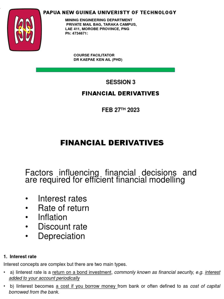 Presentation3- Financial Derivatives | PDF | Interest | Depreciation