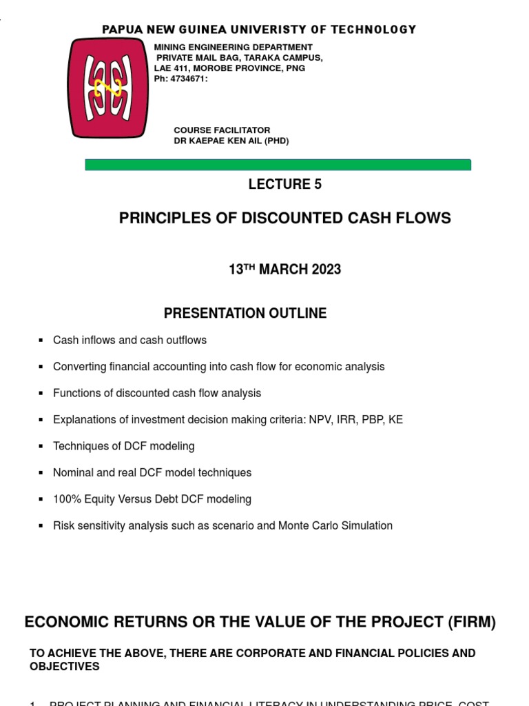 Presentation5 DCF Model | PDF | Net Present Value | Discounted Cash Flow