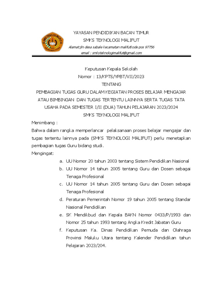 Jadwal Mengajar Guru Pdf