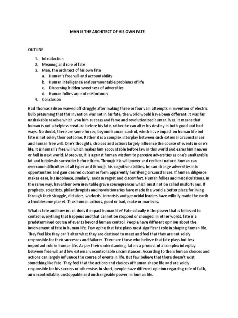 Man Is The Architect of His Own Fate | Download Free PDF | Free Will ...