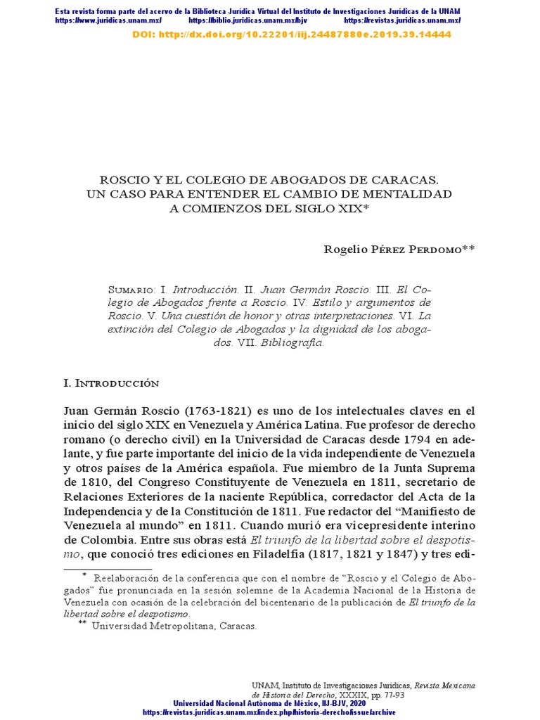 Caso de Roscio en El Colegio de Abogados | PDF | México