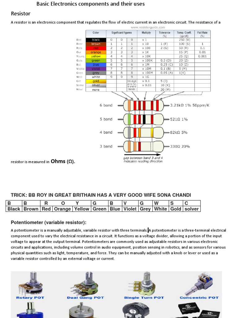 Basic Electronics Components and Their Uses | Download Free PDF | Diode | Electronic Circuits